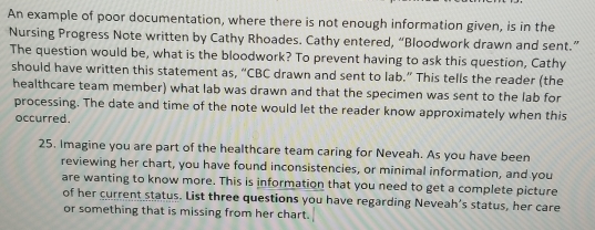 Solved: An example of poor documentation, where there is not enough ...