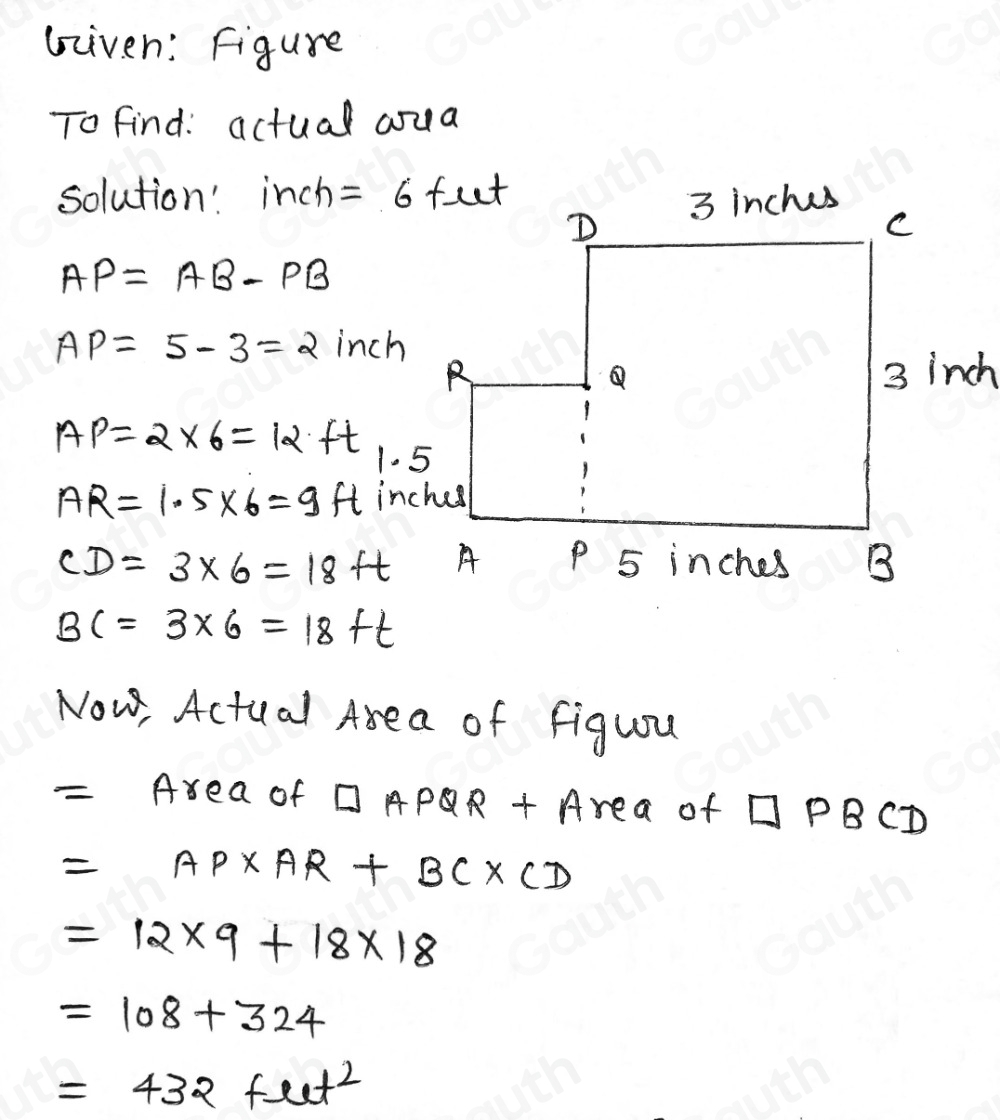 Solved: Mr. Allen drew a scale drawing of his front lawn, shown below ...