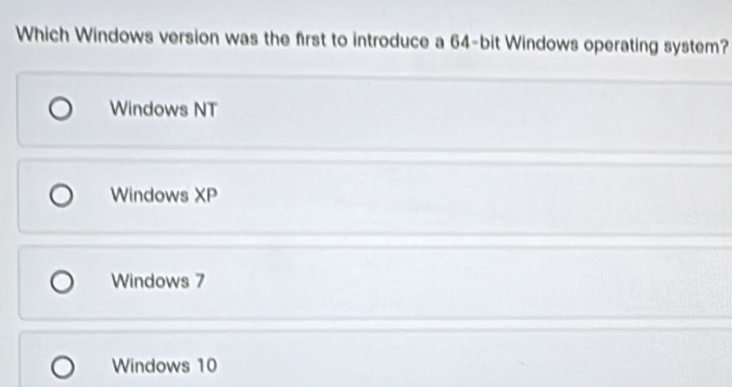 Solved: Which Windows version was the first to introduce a 64 -bit ...