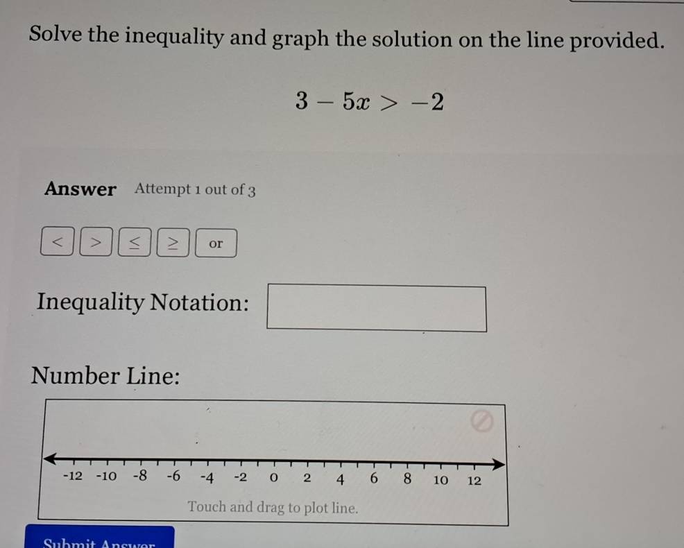 Solved: Solve the inequality and graph the solution on the line ...