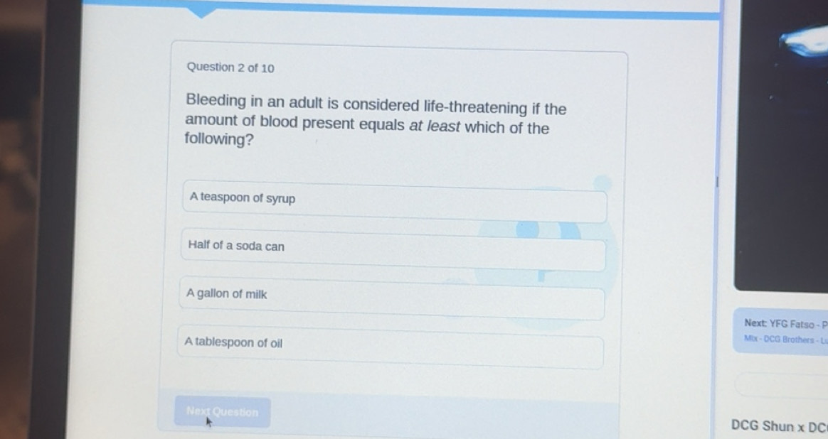 Solved: Bleeding in an adult is considered life-threatening if the ...