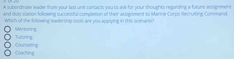 Solved: A subordinate leader from your last unit contacts you to ask ...