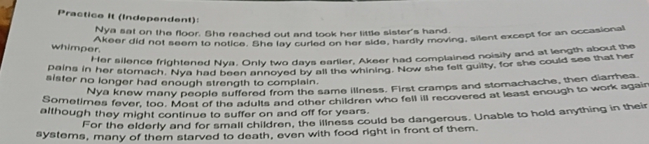 Solved: Practice It (Independent): Nya sat on the floor. She reached ...