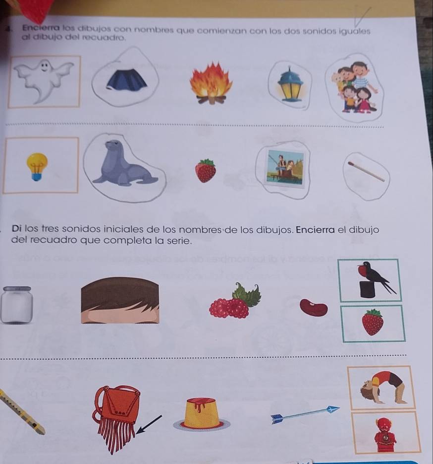 Resuelto:Encierra los díbujos con nombres que comienzan con los dos ...