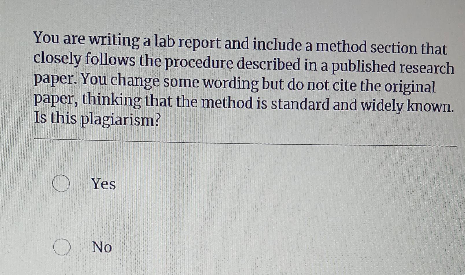Solved: You are writing a lab report and include a method section that ...