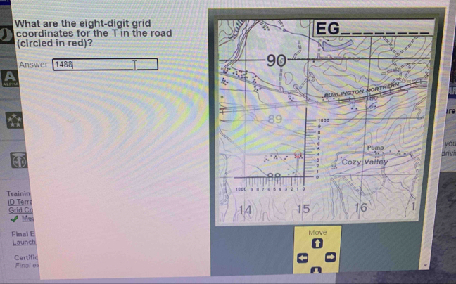 Solved: What are the eight-digit grid coordinates for the T in the road ...