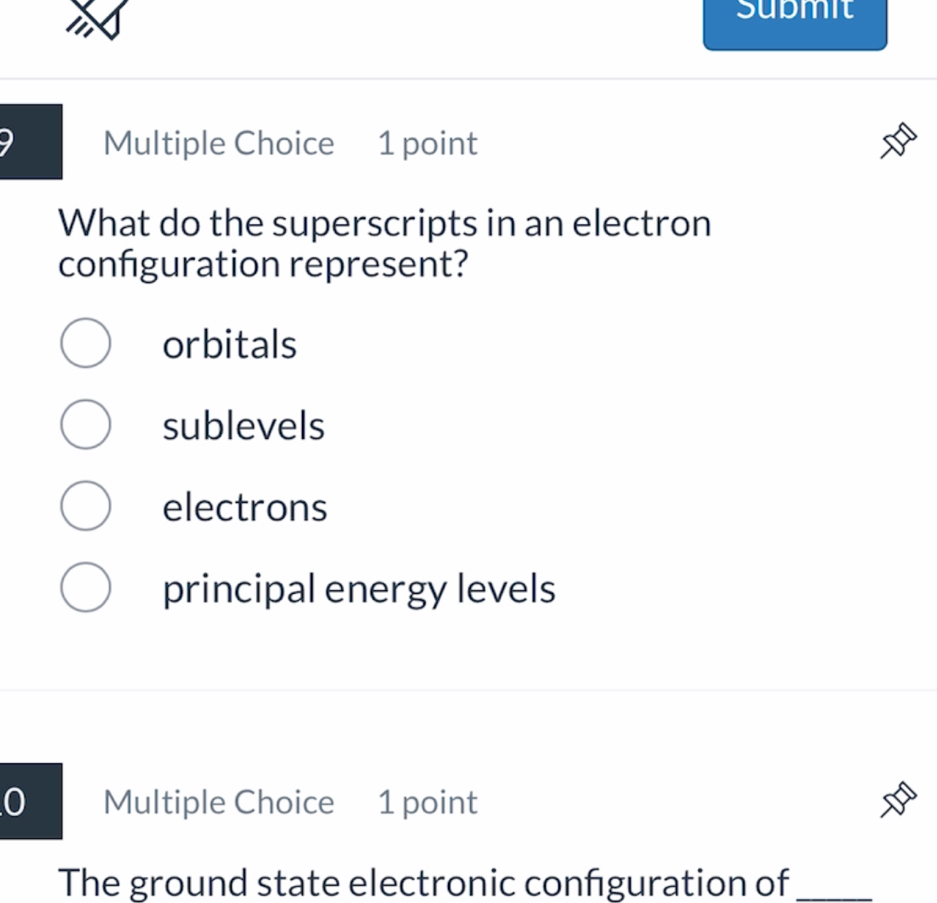 Solved: Submit Multiple Choice 1 point What do the superscripts in an ...