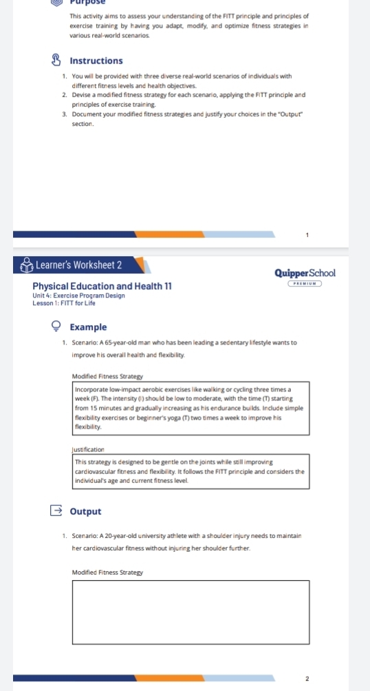 Solved: This activity aims to assess your understanding of the FITT ...
