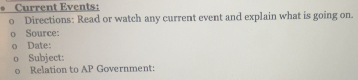 Solved: Current Events: o Directions: Read or watch any current event ...