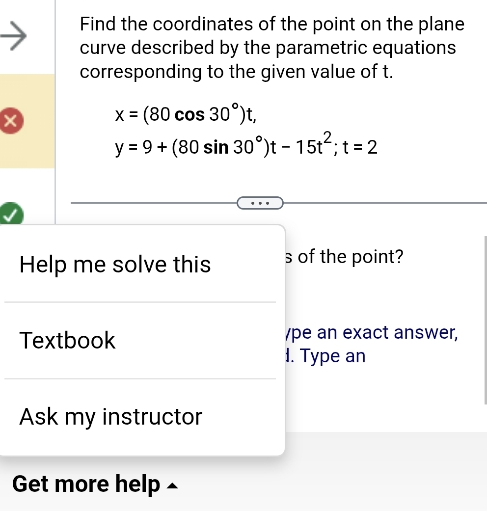 Solved: Find the coordinates of the point on the plane curve described ...
