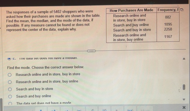 Solved: The responses of a sample of 5402 shoppers who were asked how ...