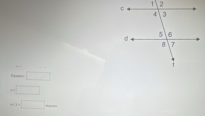 Solved: Equation x= m∠ 1= [Math]