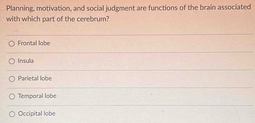 Solved: Planning, motivation, and social judgment are functions of the ...