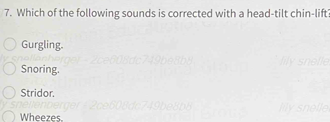 Solved: Which of the following sounds is corrected with a head-tilt ...