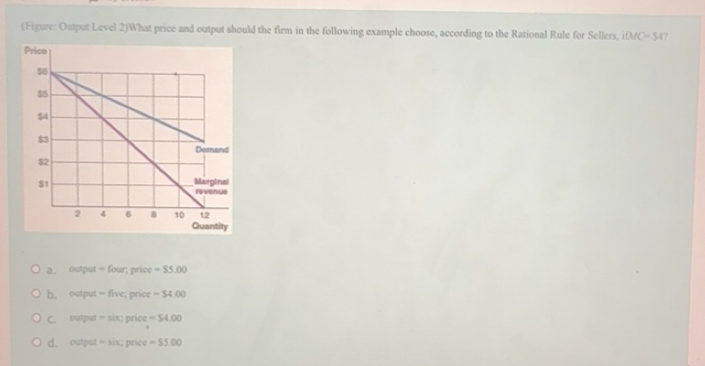Solved: (Figure: Output Level 2)What price and output should the firm in the following example ...