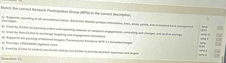 Solved: Match the correct Network Participation Group (NPG) to the correct description. messages ...