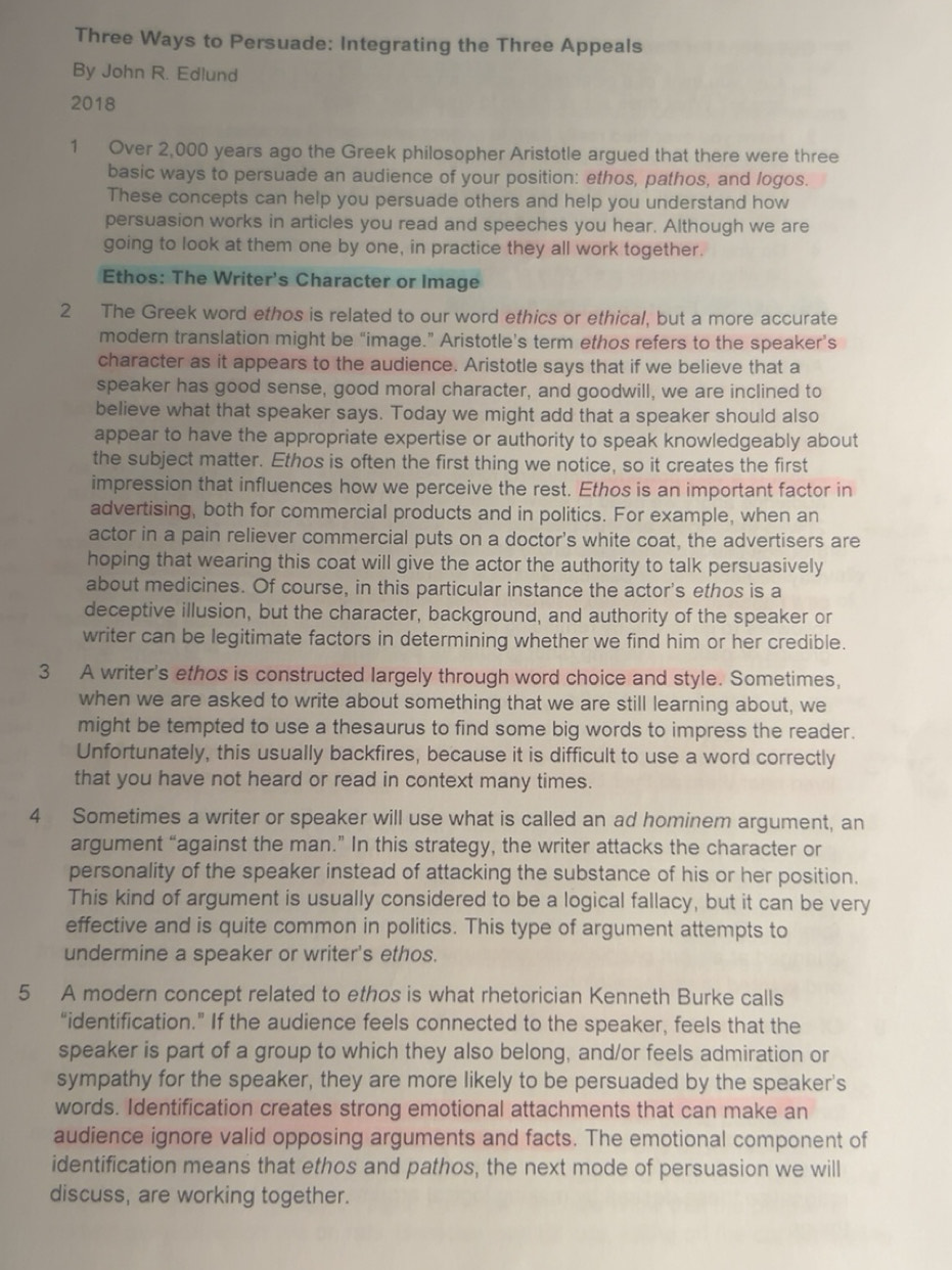 Solved: Three Ways to Persuade: Integrating the Three Appeals By John R ...