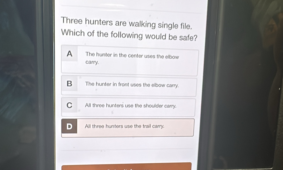 Solved: Three hunters are walking single file. Which of the following ...