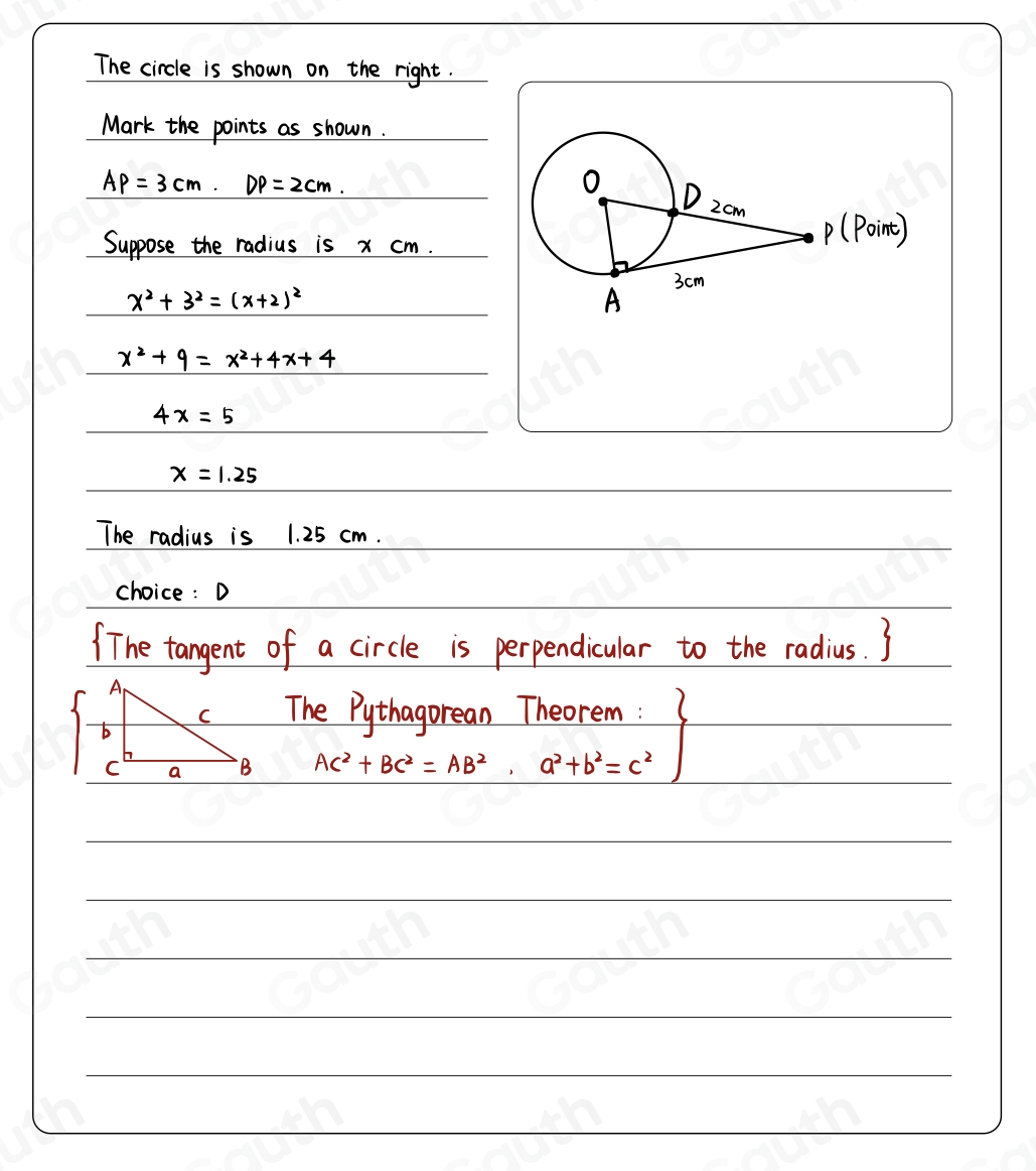 Solved: From a point 2 cm distance from a circle, a tangent line is ...