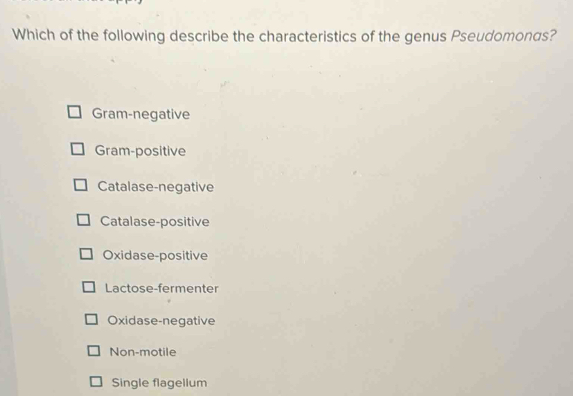 Solved: Which of the following describe the characteristics of the ...