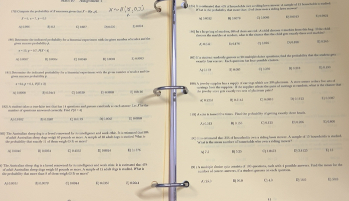Solved: Sm 10 Assignmenl 1 l #85) It is estimated that 40% of ...