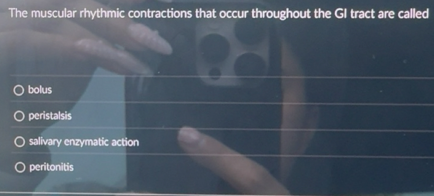 Solved: The muscular rhythmic contractions that occur throughout the GI ...
