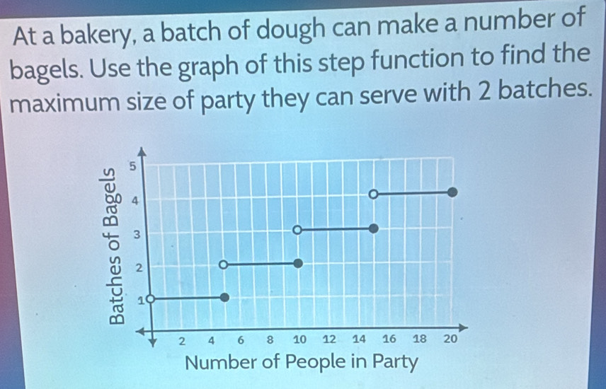 Solved: At a bakery, a batch of dough can make a number of bagels. Use ...