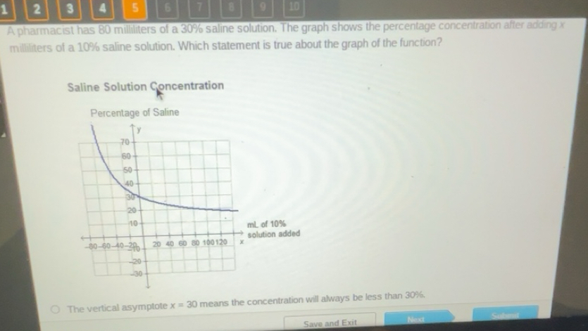Gelöst:1 2 3 4 5 6 7 8 9 10 A pharmacist has 80 milliliters of a 30% ...