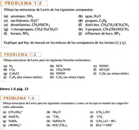 Resuelto:PROBLEMA 1-2 Dibuje las estructuras de Lewis de los siguientes ...
