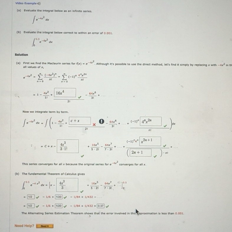 Solved: Video Example«) (a) Evaluate the integral below as an infinite ...