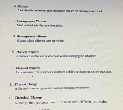 Solved: Mixture A combination of two or more substances that are not ...