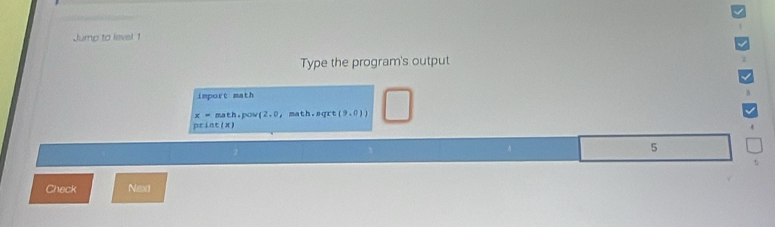 Solved: Jump to level 1 Type the program's output import math x= math ...