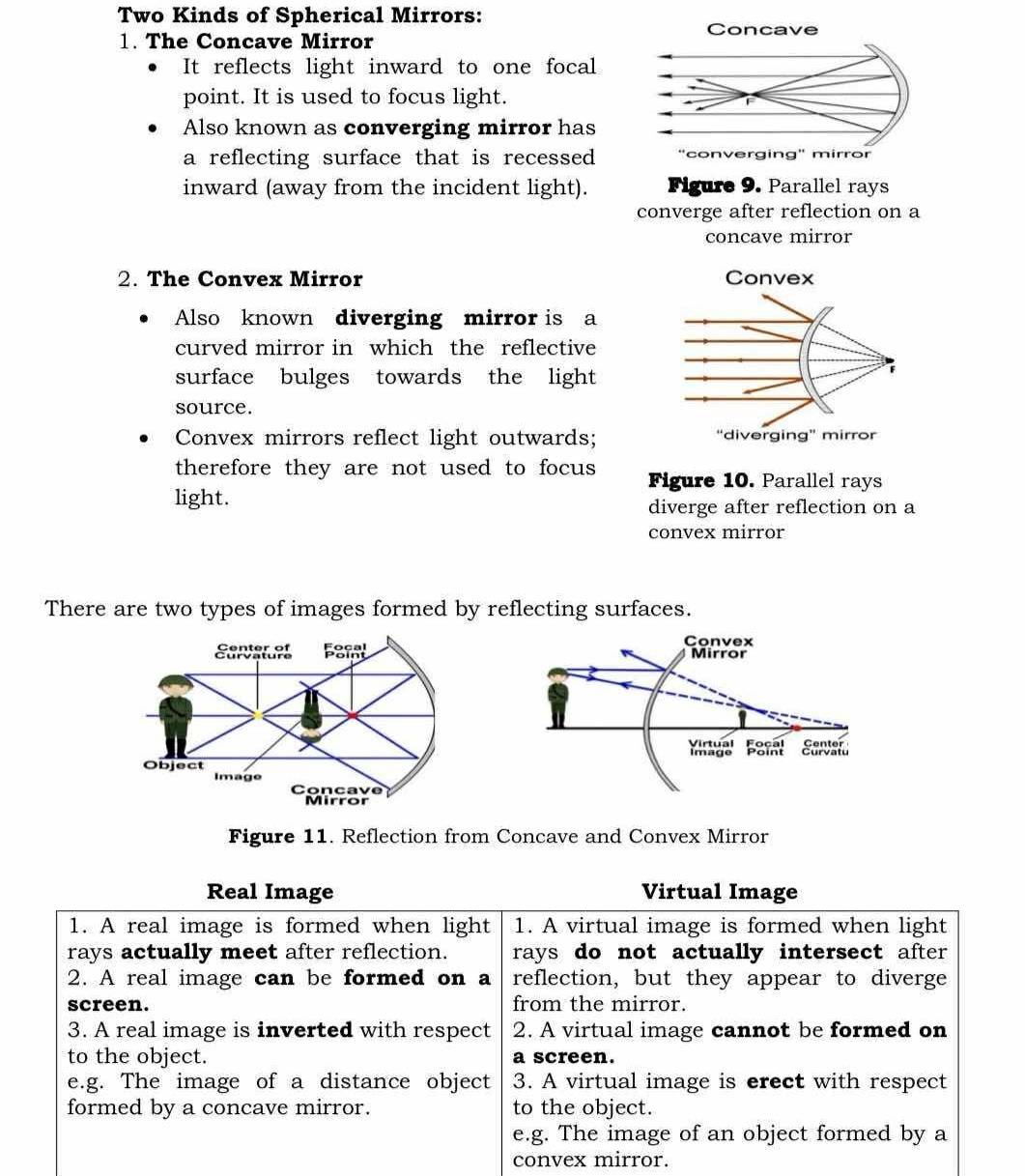 Solved: Two Kinds of Spherical Mirrors: Concave 1. The Concave Mirror ...