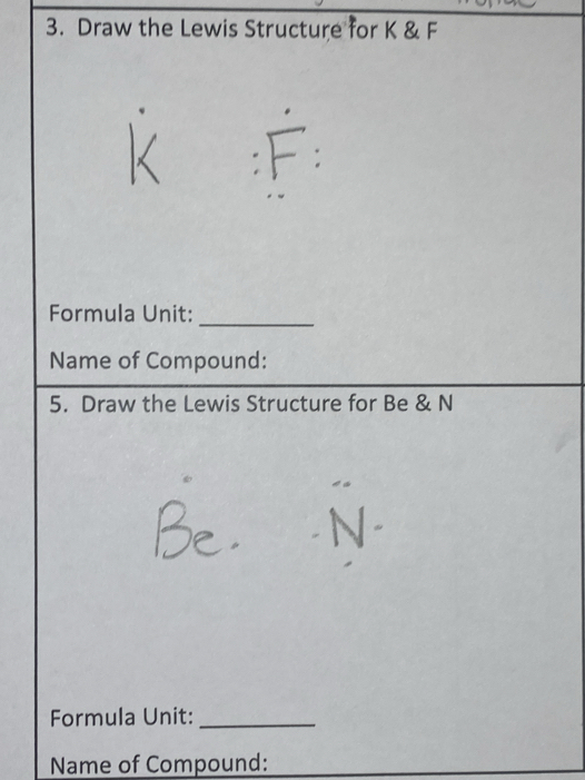 Solved: Draw the Lewis Structure for K & F F Formula Unit:_ Name of ...