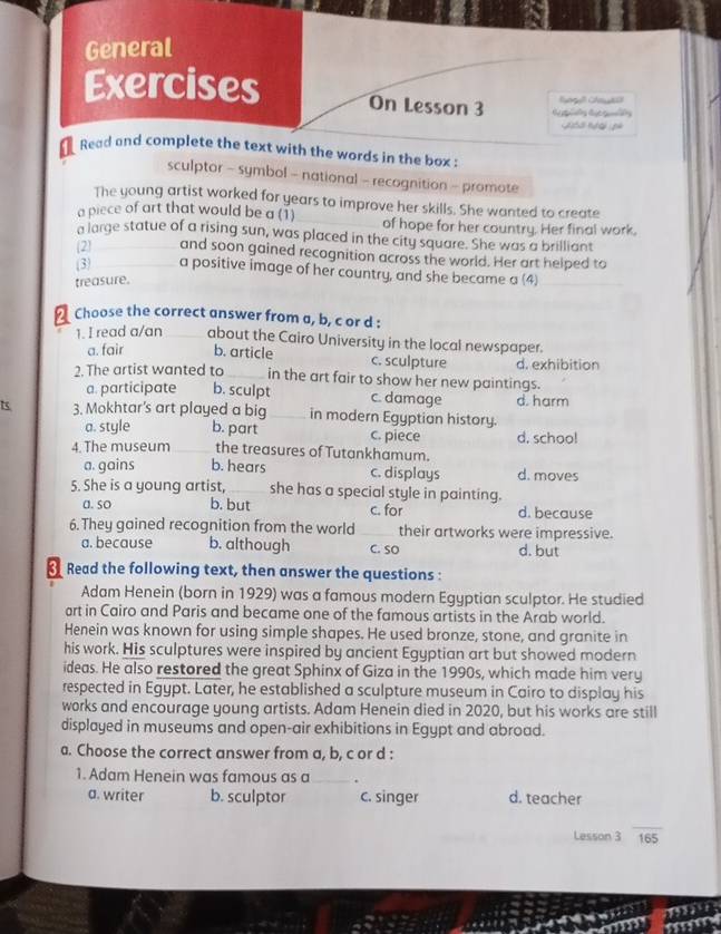 Solved: General Exercises On Lesson 3 Read and complete the text with ...