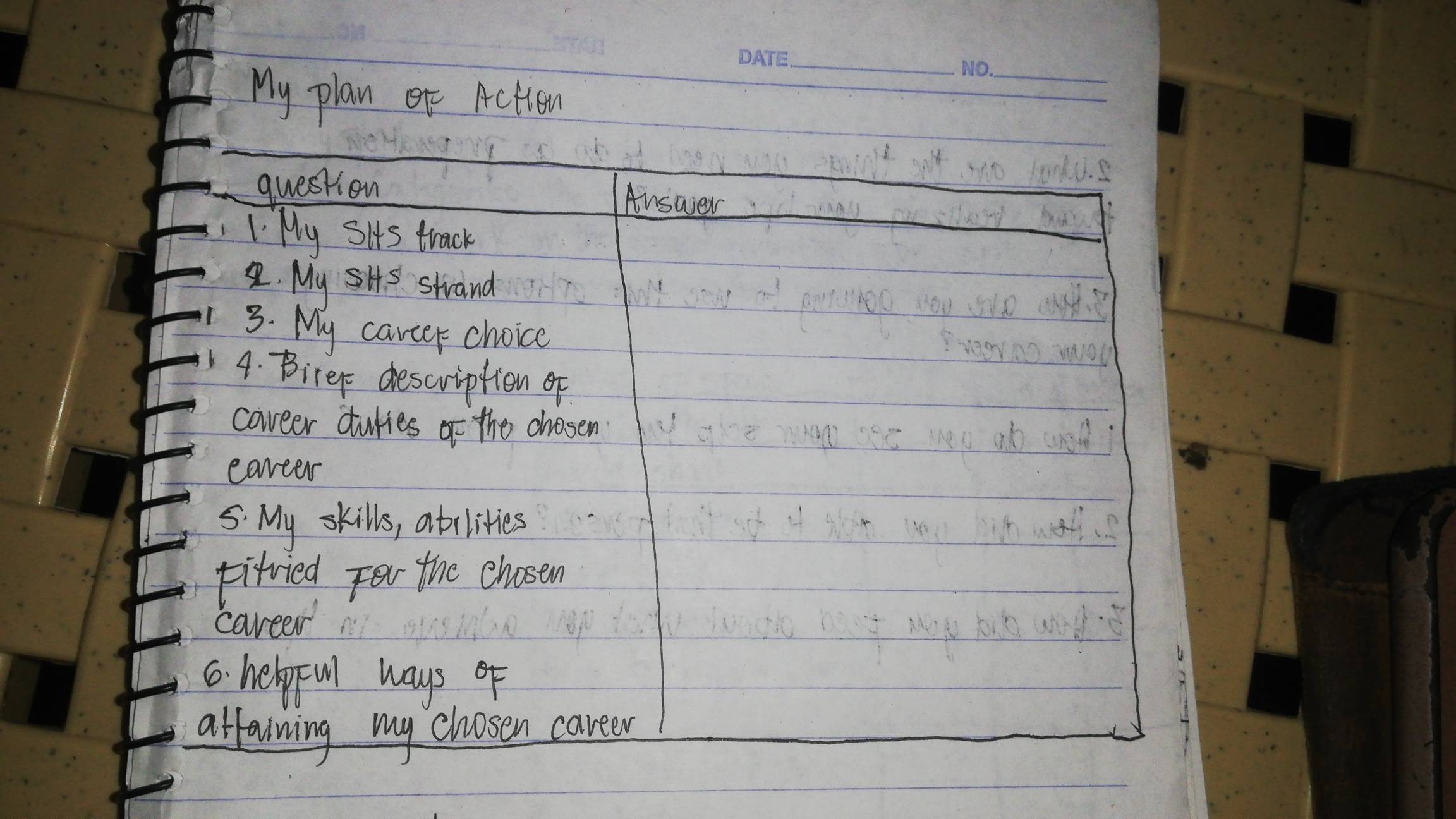 Solved: My planf Action _ question Answer 1 My Sits track . My SHS ...