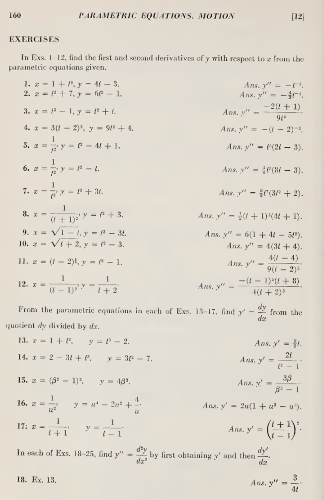 Solved: 160 PARAMETRIC EQUATIONS. MOTION [12] EXERCISES In Exs. 1-12 ...