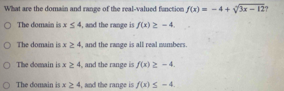 Solved: What are the domain and range of the real-valued function f(x ...