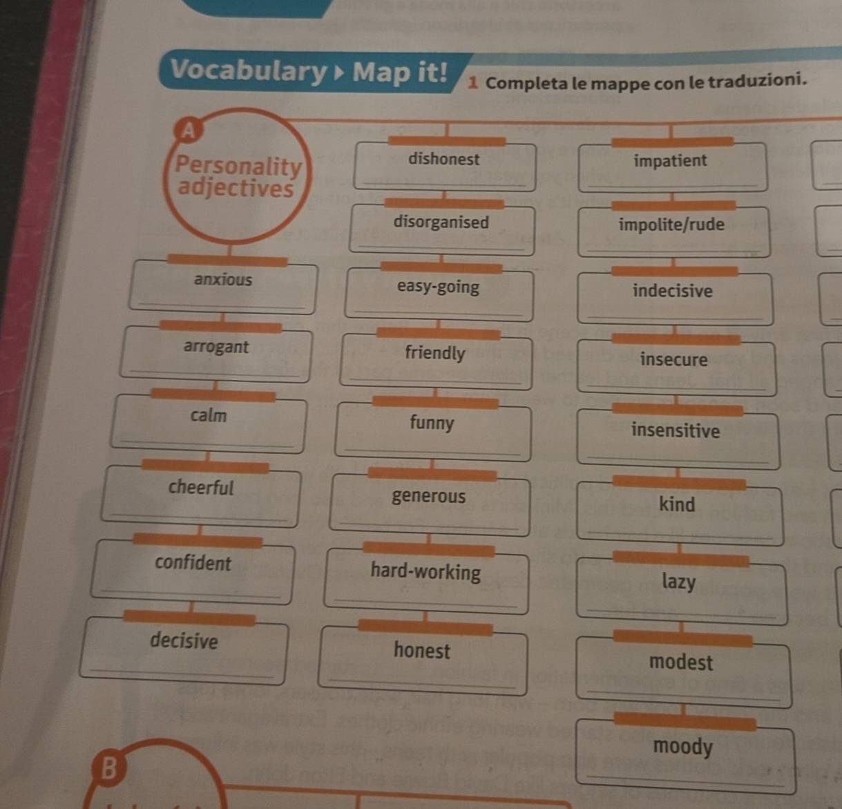 Risolto:Vocabulary > Map it! 1 Completa le mappe con le traduzioni. A ...