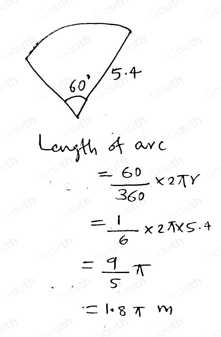 Solved: A circle has a radius of 5.4 m. What is the exact length of an ...