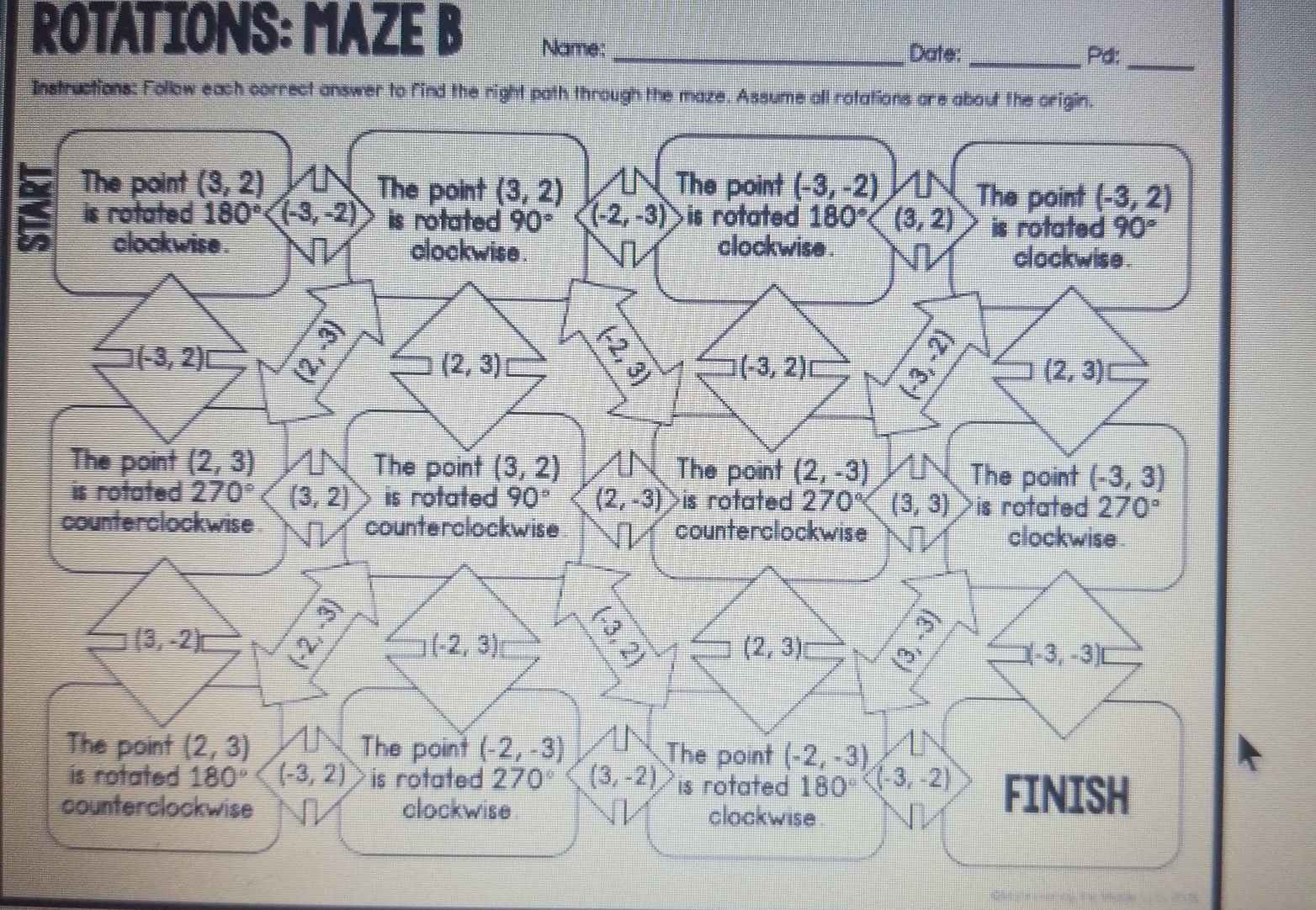 Solved: ROTATIONS: MAZE B Name: _Date:_ Pd:_ Instructions: Follow each ...