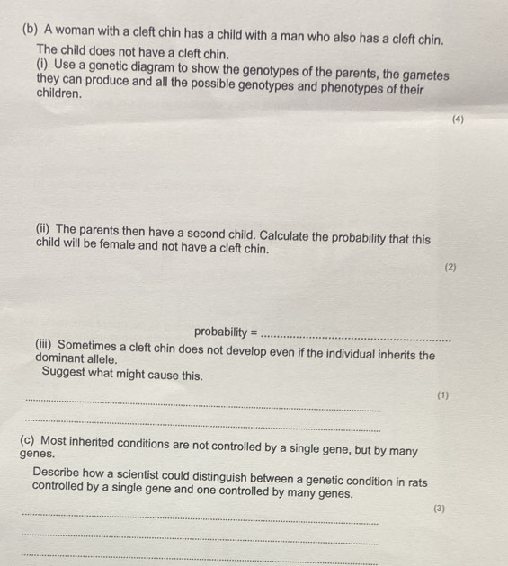 Solved: A woman with a cleft chin has a child with a man who also has a ...