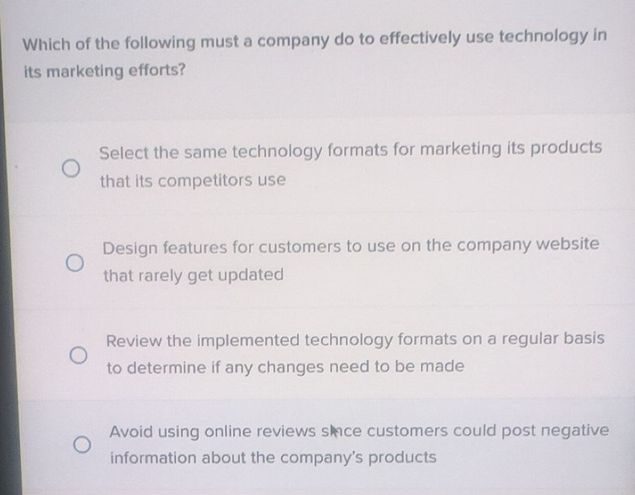 Solved: Which of the following must a company do to effectively use ...