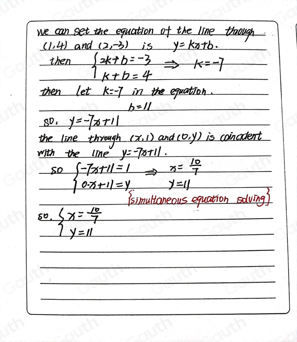 Solved: =ectig If the line through (x,1) and (0,y) is coincident with ...