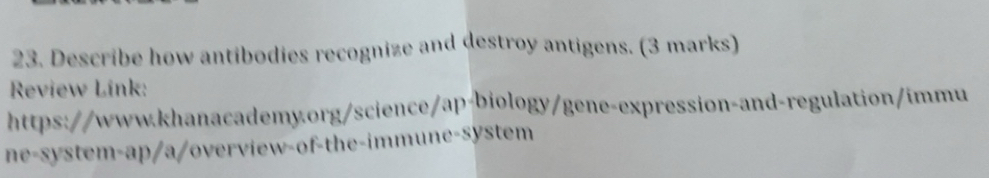 Solved: Describe how antibodies recognize and destroy antigens. (3 ...