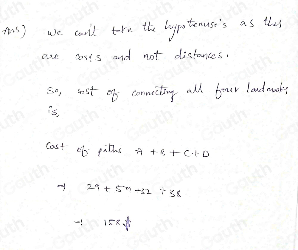 Solved: The cost to make a path connecting all four landmarks is based ...