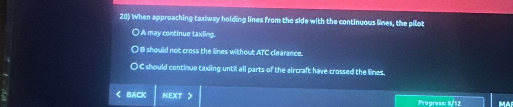 Solved: When approaching taxiway holding lines from the side with the ...