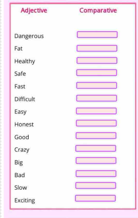 Giải quyết:Adjective Comparative