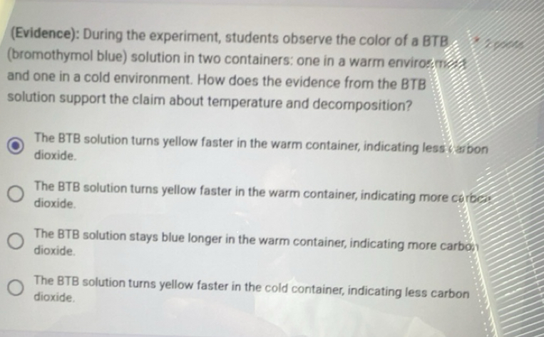 Solved: (Evidence): During the experiment, students observe the color ...