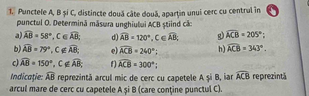Solved: Punctele A, B șí C, distincte două câte două, aparțin unui cerc ...